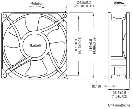 120x120x38 115v tidar axial flow multi fan motor, 120x120x38 115v tidar ...